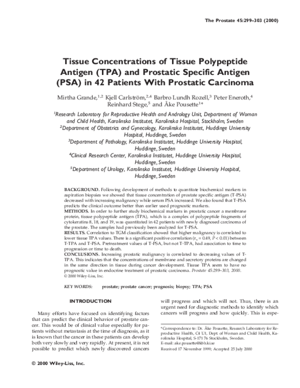 (PDF) Tissue concentrations of tissue polypeptide antigen (TPA) and ...