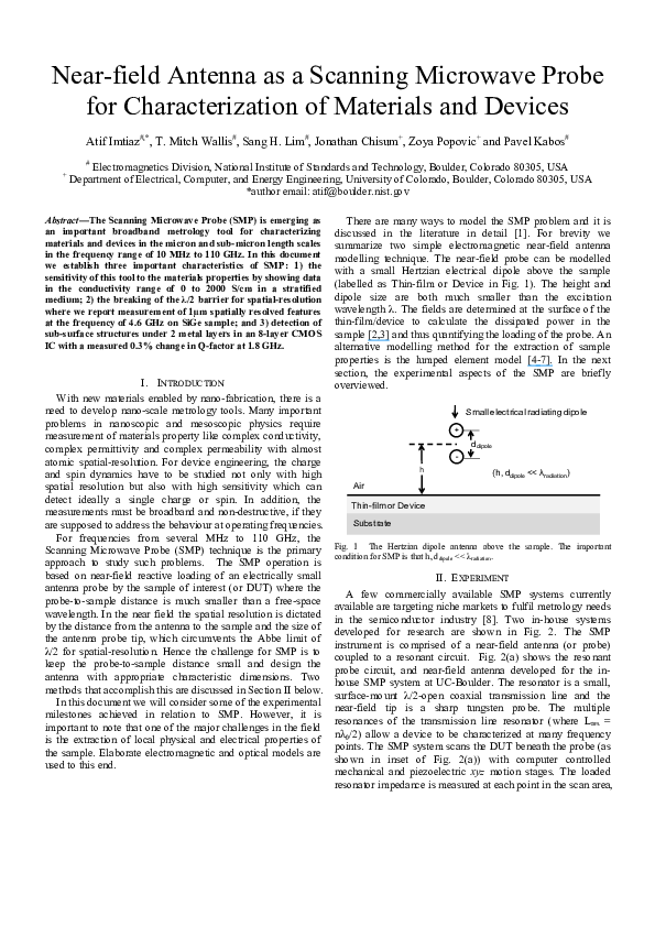 (PDF) Near-field antenna as a Scanning Microwave Probe for ...