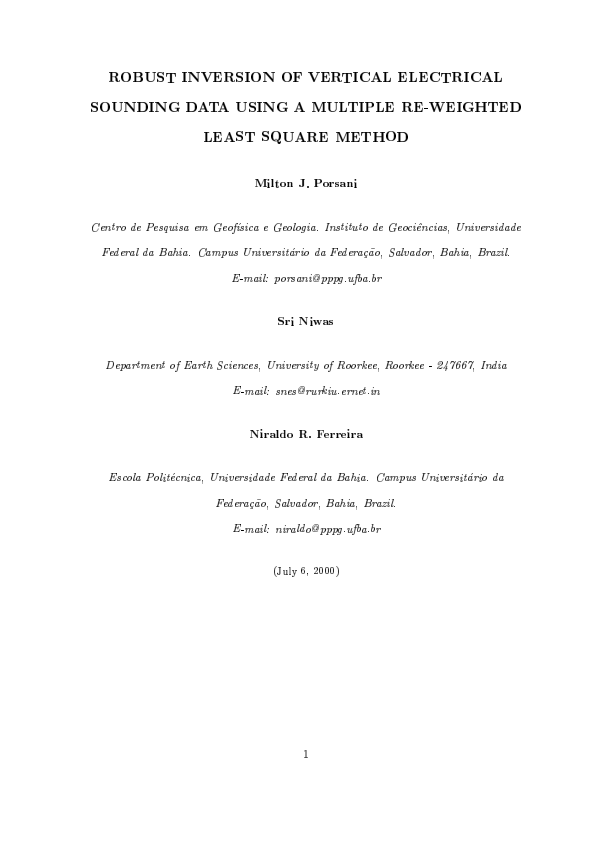 (PDF) Robust inversion of vertical electrical sounding data using a ...