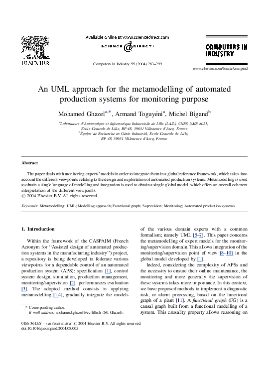 Pdf An Uml Approach For The Metamodelling Of Automated Production Systems For Monitoring Purpose