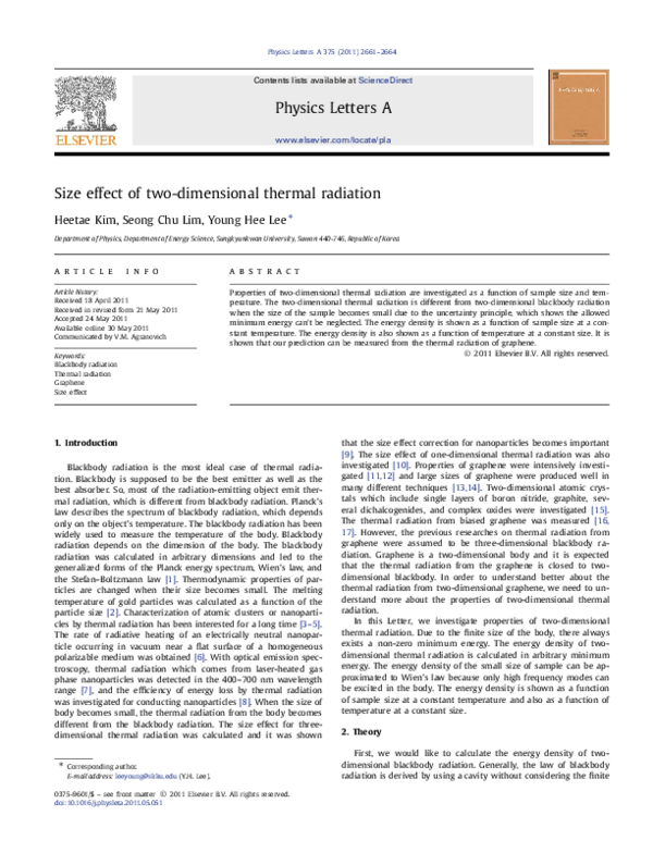 (PDF) Size effect of two-dimensional thermal radiation