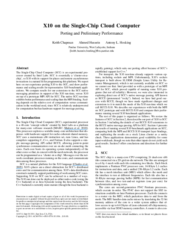 (PDF) X10 on the single-chip cloud computer: Porting and preliminary ...