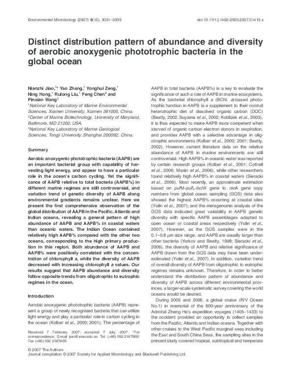 (PDF) Distinct distribution pattern of abundance and diversity of ...