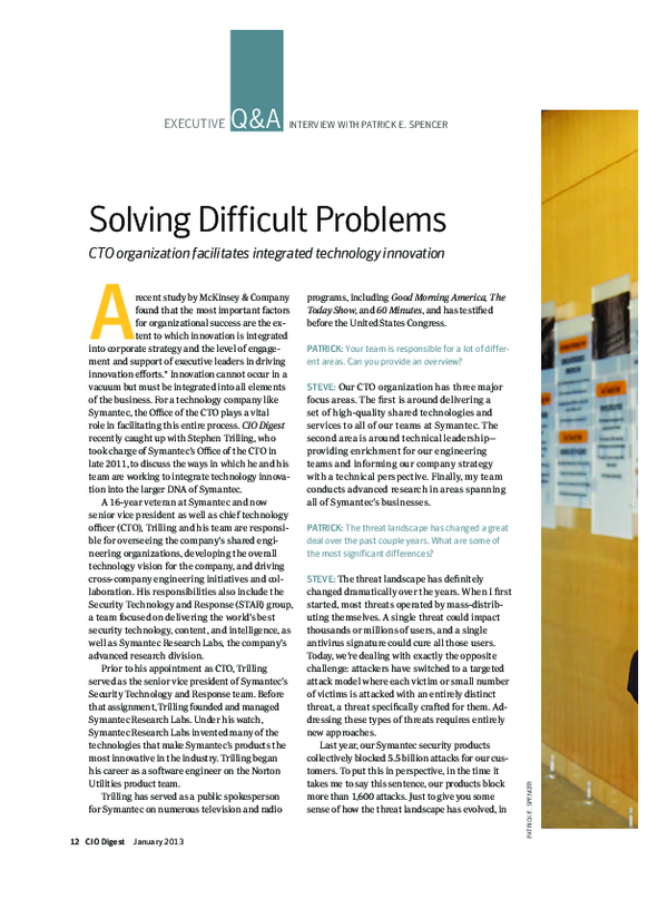 (PDF) "Solving Difficult Problems: CTO Organization Facilitates ...