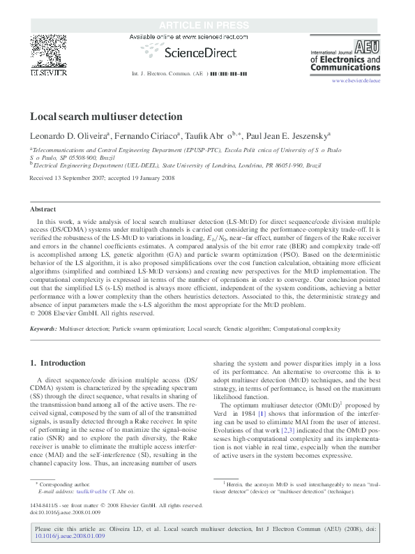 (PDF) Local search multiuser detection