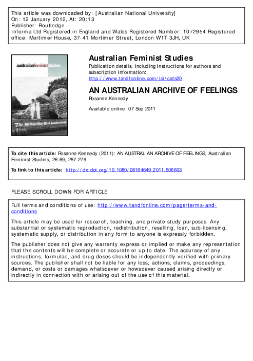 (PDF) An Australian Archive of Feelings: the Sorry Books Campaign and ...