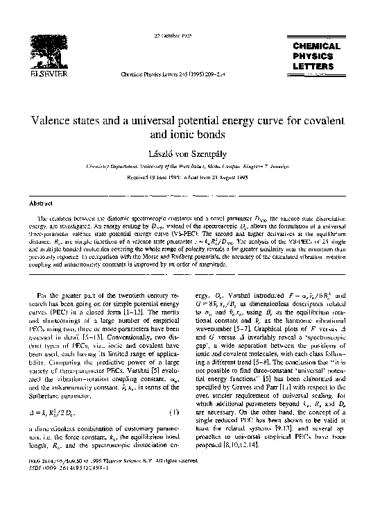 (PDF) Valence states and a universal potential energy curve for ...