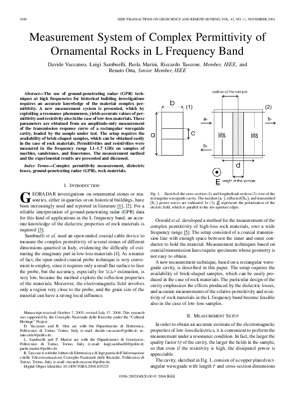 (PDF) Measurement system of complex permittivity of ornamental rocks in ...