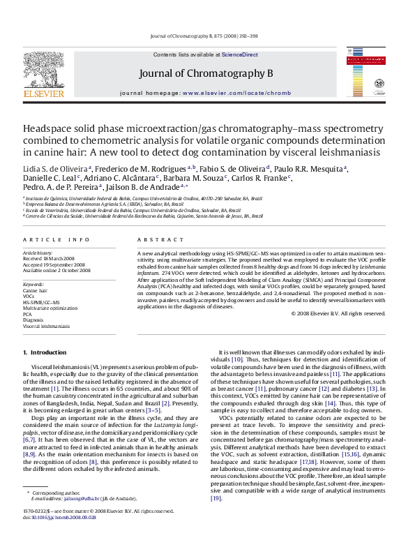 (PDF) Headspace solid phase microextraction/gas chromatography–mass spectrometry combined to ...