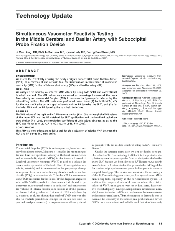 (PDF) Simultaneous Vasomotor Reactivity Testing in the Middle Cerebral ...