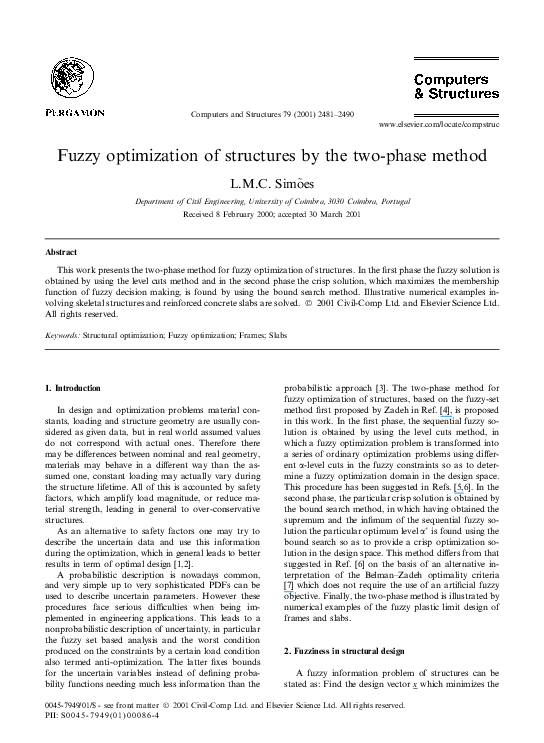 (PDF) Fuzzy optimization of structures by the two-phase method