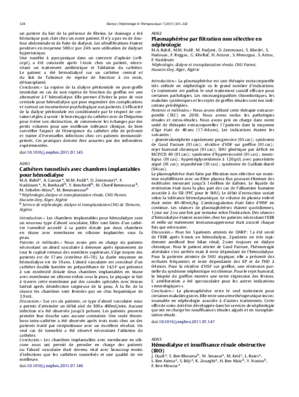 (PDF) Hémodialyse et insuffisance rénale obstructive (IRO)