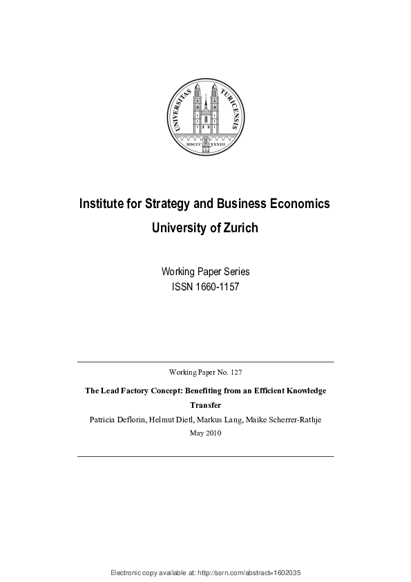 (PDF) The lead factory concept: benefiting from efficient knowledge ...