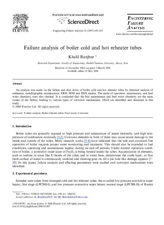 (PDF) Failure analysis of boiler cold and hot reheater tubes