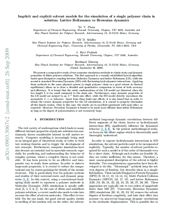 Pdf Implicit And Explicit Solvent Models For The Simulation Of Dilute
