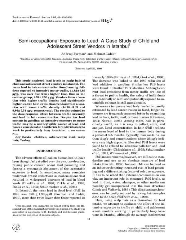 (PDF) Semi-occupational Exposure to Lead: A Case Study of Child and ...
