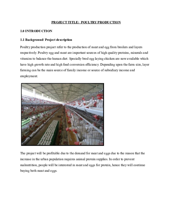 (DOC) PROJECT TITLE: POULTRY PRODUCTION