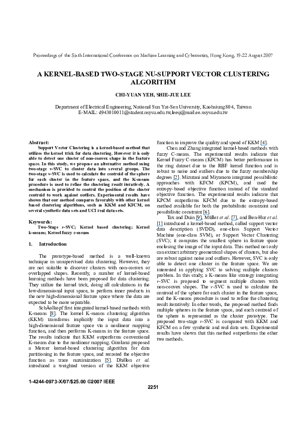 Pdf A Kernel Based Two Stage Nu Support Vector Clustering Algorithm Chi Yuan Yeh
