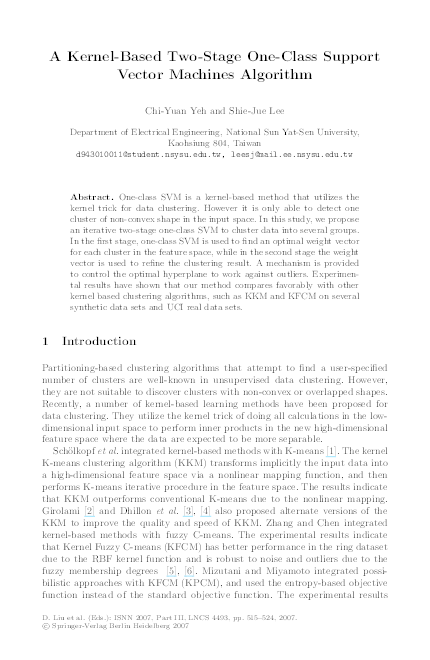 Pdf A Kernel Based Two Stage One Class Support Vector Machines Algorithm Chi Yuan Yeh