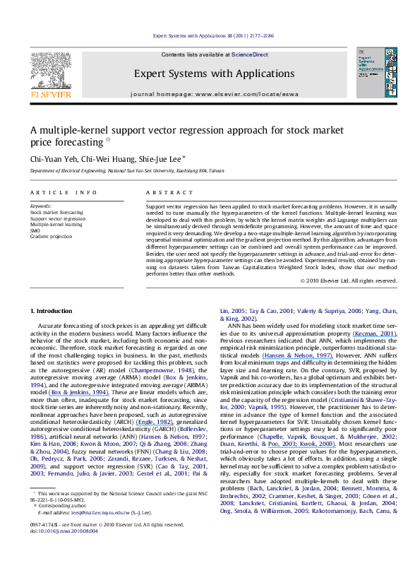 (PDF) A multiple-kernel support vector regression approach for stock market price forecasting
