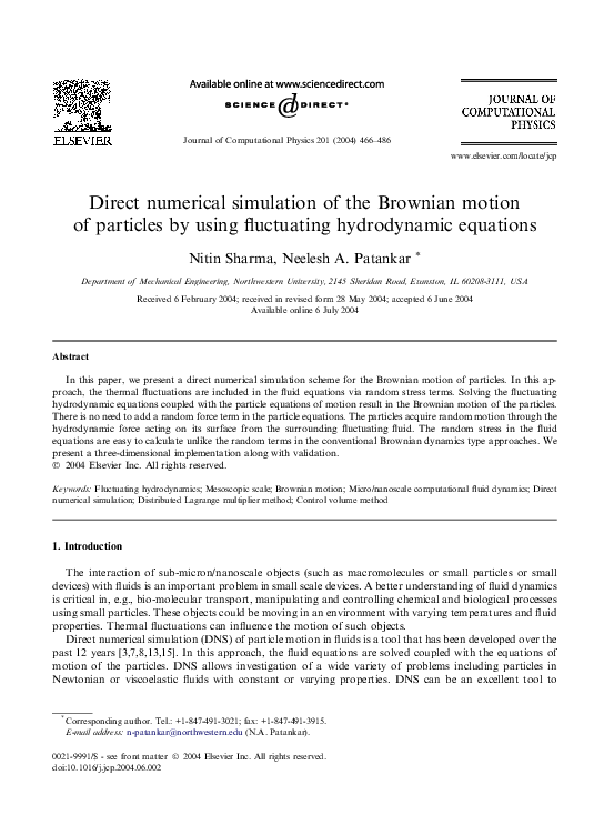 (PDF) Numerical Simulation of Brownian Motion Using Hydrodynamic Equations