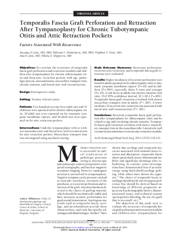 (PDF) Temporalis fascia graft perforation and retraction after ...