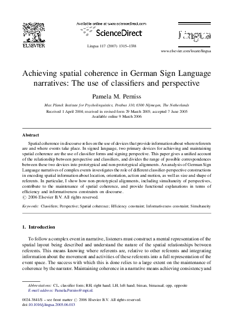 (PDF) Into the Map: The Re-enactment of Experience in Sign Languages ...