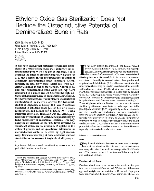 (PDF) Ethylene Oxide Gas Sterilization Does Not Reduce the ...