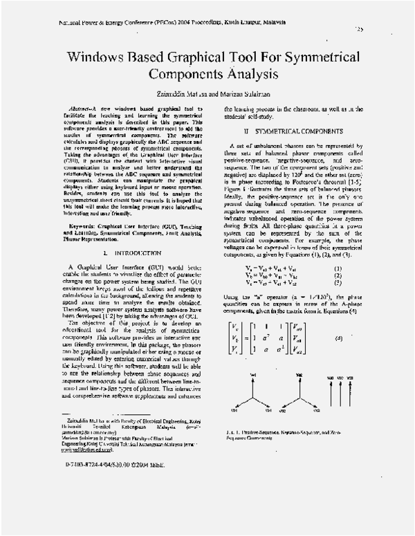 (PDF) Windows based graphical tool for symmetrical components analysis