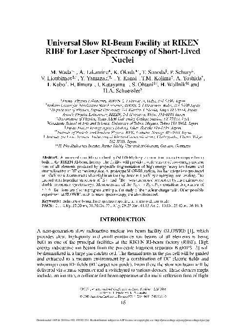 (PDF) Universal Slow RI-Beam Facility at RIKEN RIBF for Laser ...