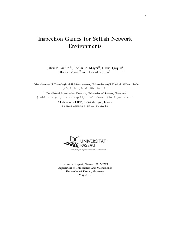 (PDF) Inspection games for selfish network environments