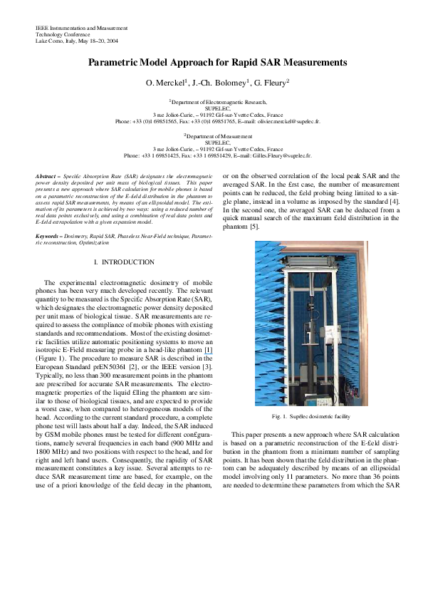 (PDF) Parametric model approach for rapid SAR measurements