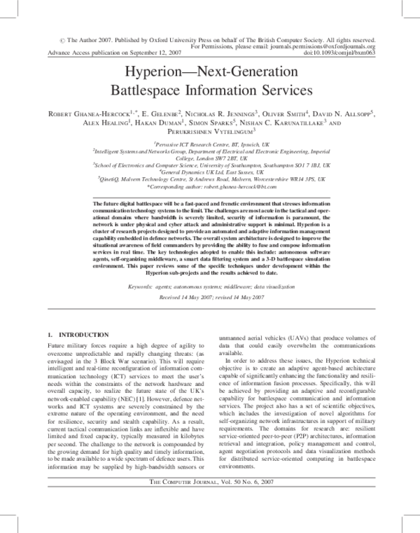 (PDF) Hyperion - Next-Generation Battlespace Information Services