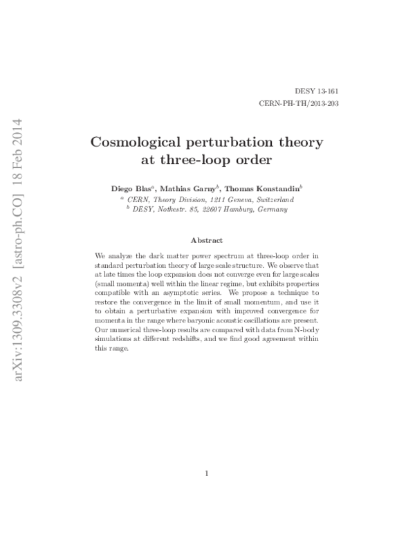 (PDF) Cosmological perturbation theory at three-loop order (PDF) Cosmological perturbation theory at three-loop order