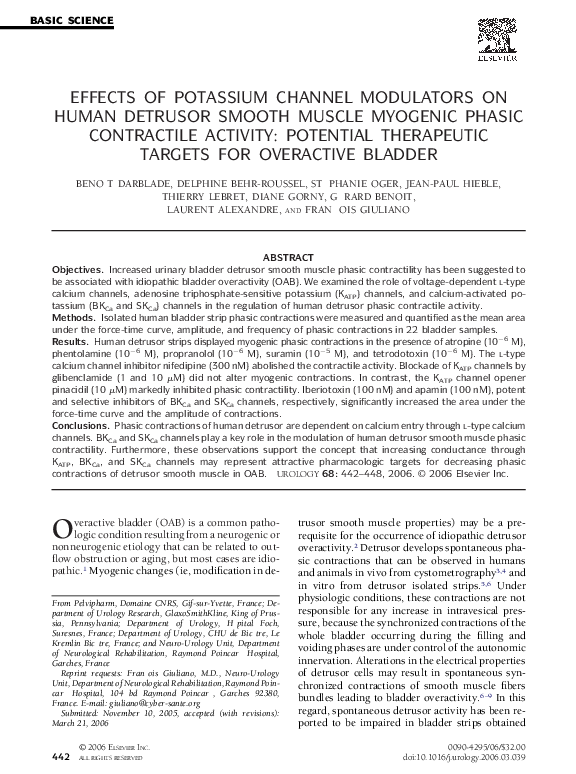 (PDF) Effects of potassium channel modulators on human detrusor smooth ...