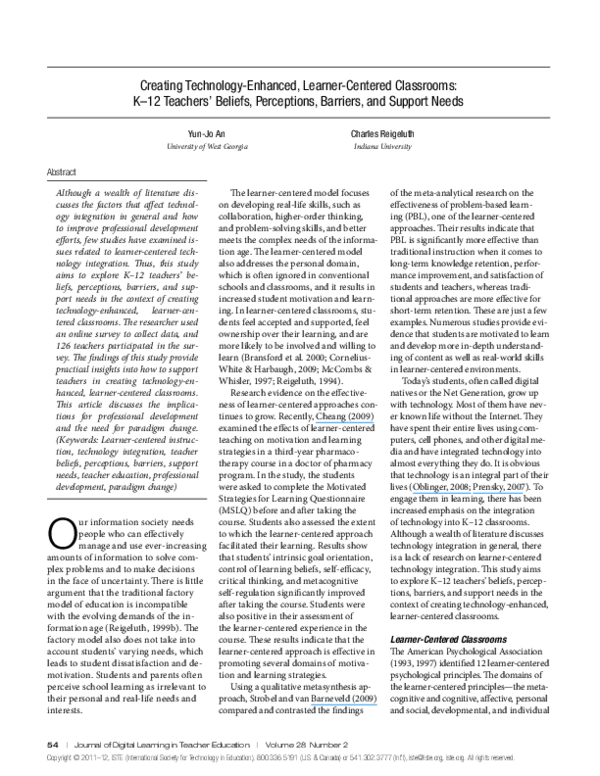 (PDF) Creating Technology-Enhanced, Learner-Centered Classrooms