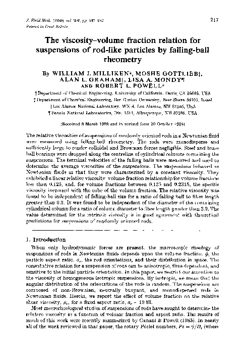 (PDF) The viscosity-volume fraction relation for suspensions of rod ...