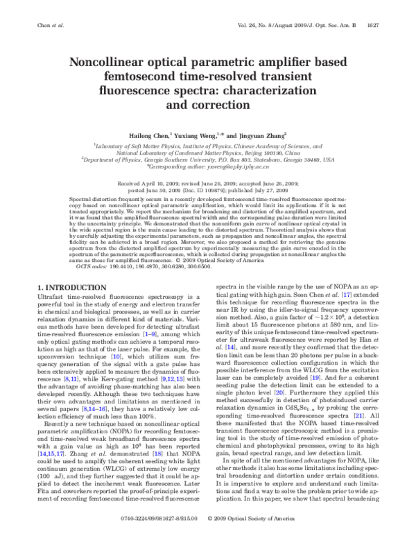 (PDF) Noncollinear optical parametric amplifier based femtosecond time ...
