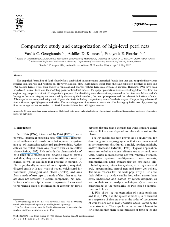 (PDF) Comparative study and categorization of high-level petri nets