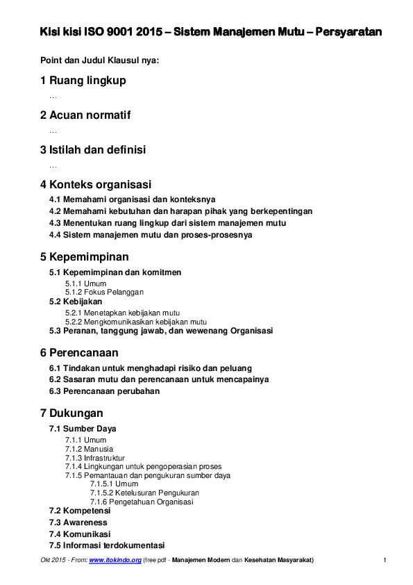 (PDF) Kisi kisi ISO 9001 2015 – Sistem Manajemen Mutu – Persyaratan