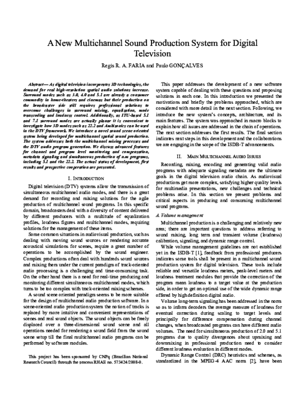 (PDF) A New Multichannel Sound Production System for Digital Television