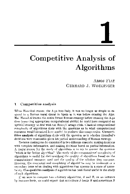 (PDF) Competitive Analysis of Algorithms