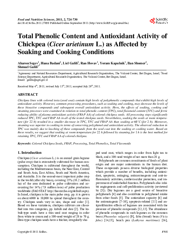 (PDF) Total phenolic content and antioxidant activity of extruded brown rice