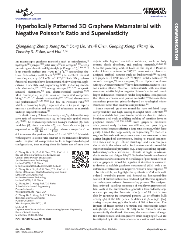 (PDF) Hyperbolically Patterned 3D Graphene Metamaterial with Negative ...