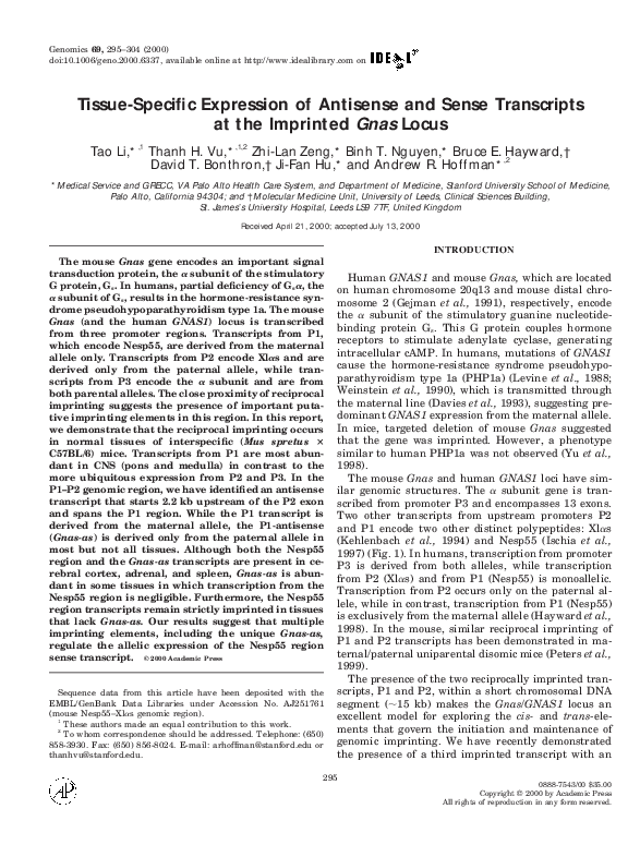 (PDF) Tissue-Specific Expression of Antisense and Sense Transcripts at ...