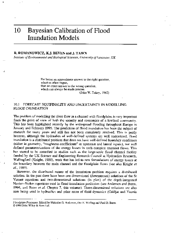 (PDF) Bayesian calibration of flood inundation models