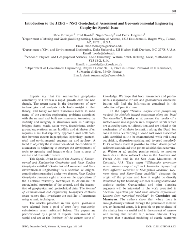 (PDF) Introduction to the JEEG - NSG Geotechnical Assessment and Geo ...