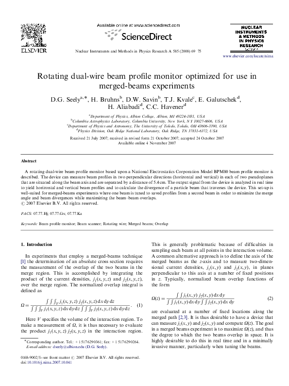 (PDF) Rotating dual-wire beam profile monitor optimized for use in ...