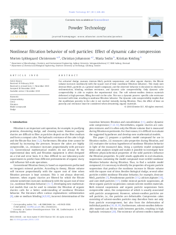 Pdf Nonlinear Filtration Behavior Of Soft Particles Effect Of