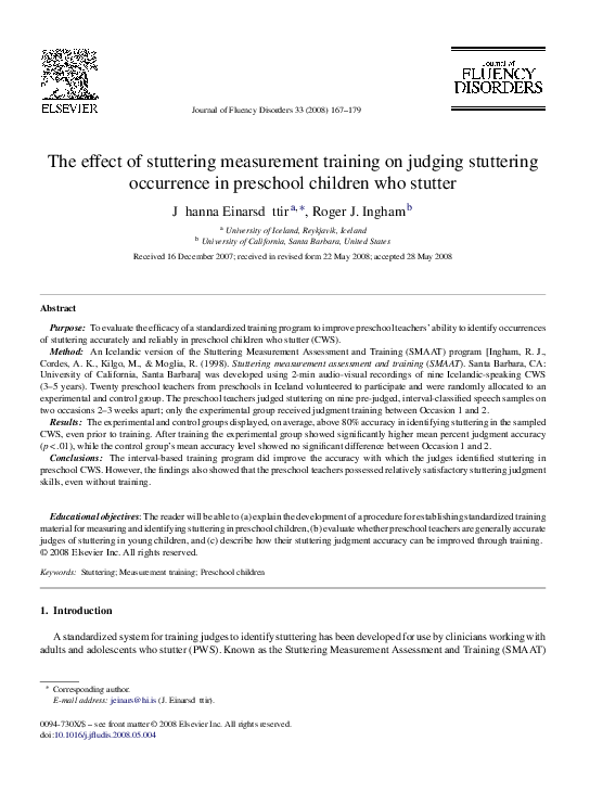 (PDF) The effect of stuttering measurement training on judging ...
